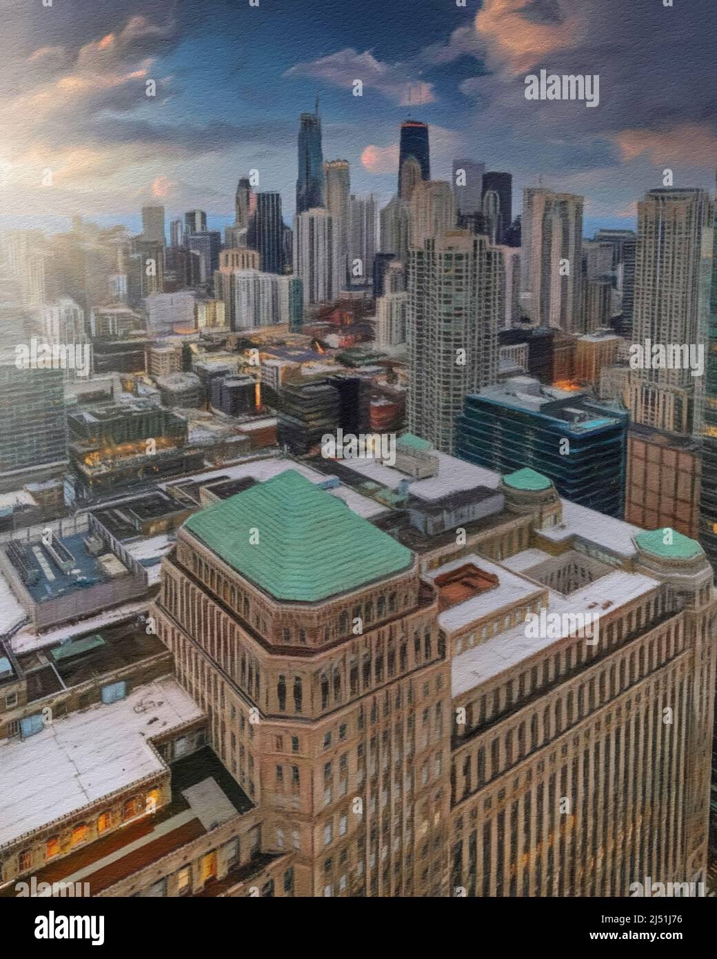 Chicago USA city center skyscrapers and architecture, America travel ...