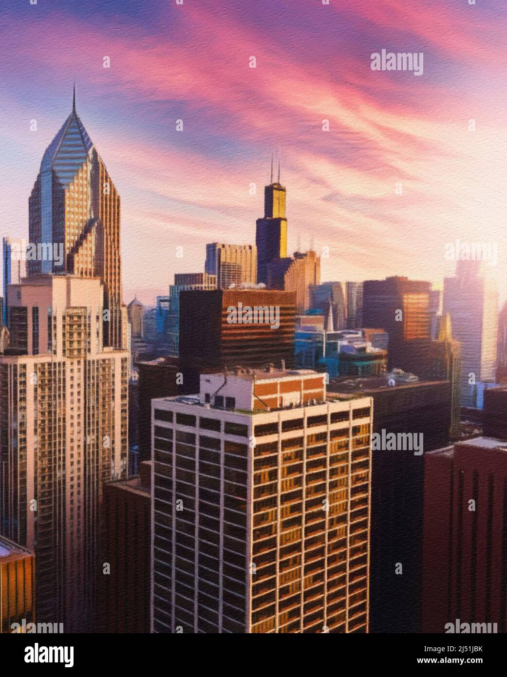 Chicago USA city center skyscrapers and architecture, America travel ...