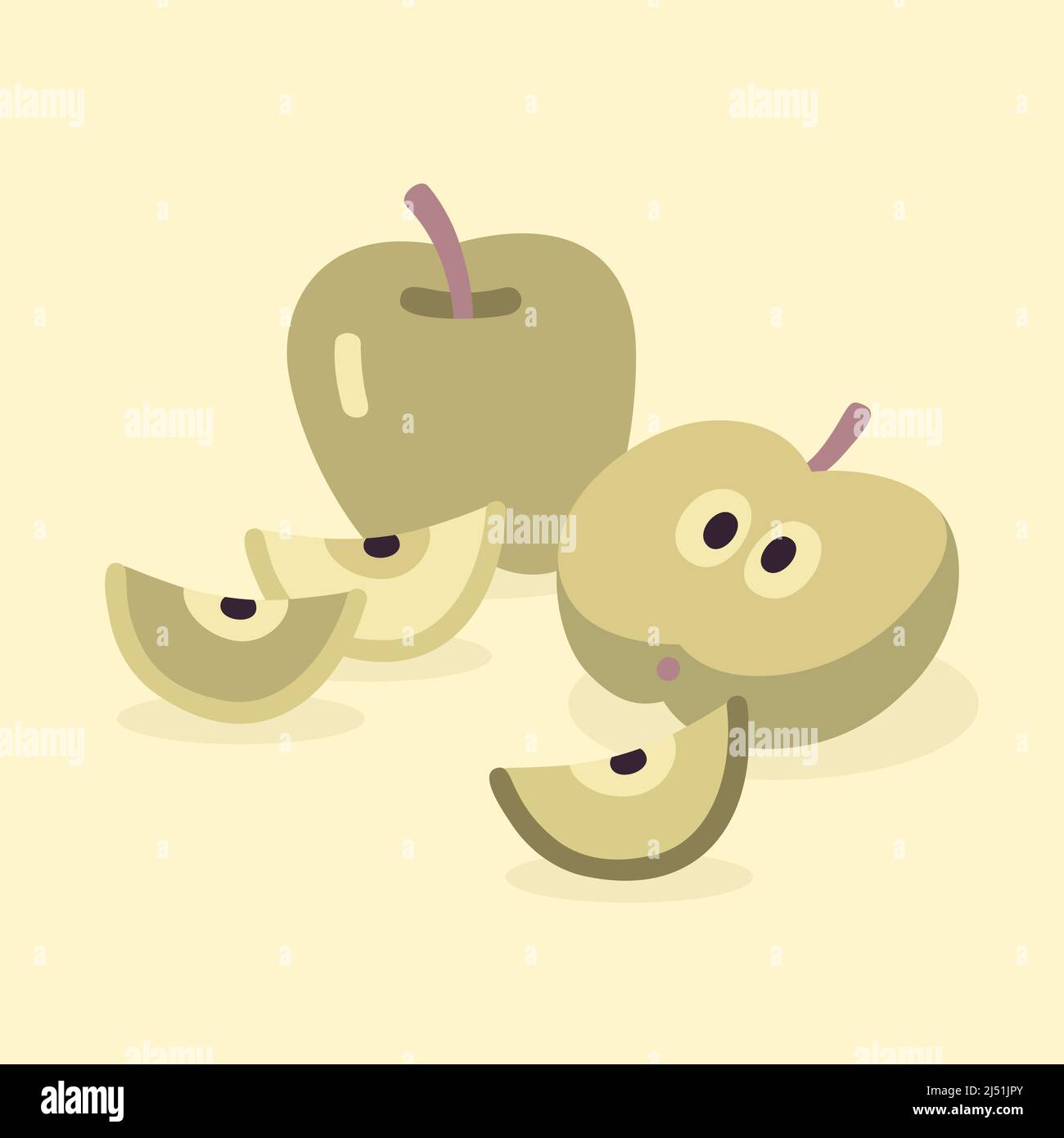 Green apple fruits half Stock Vector Images - Alamy