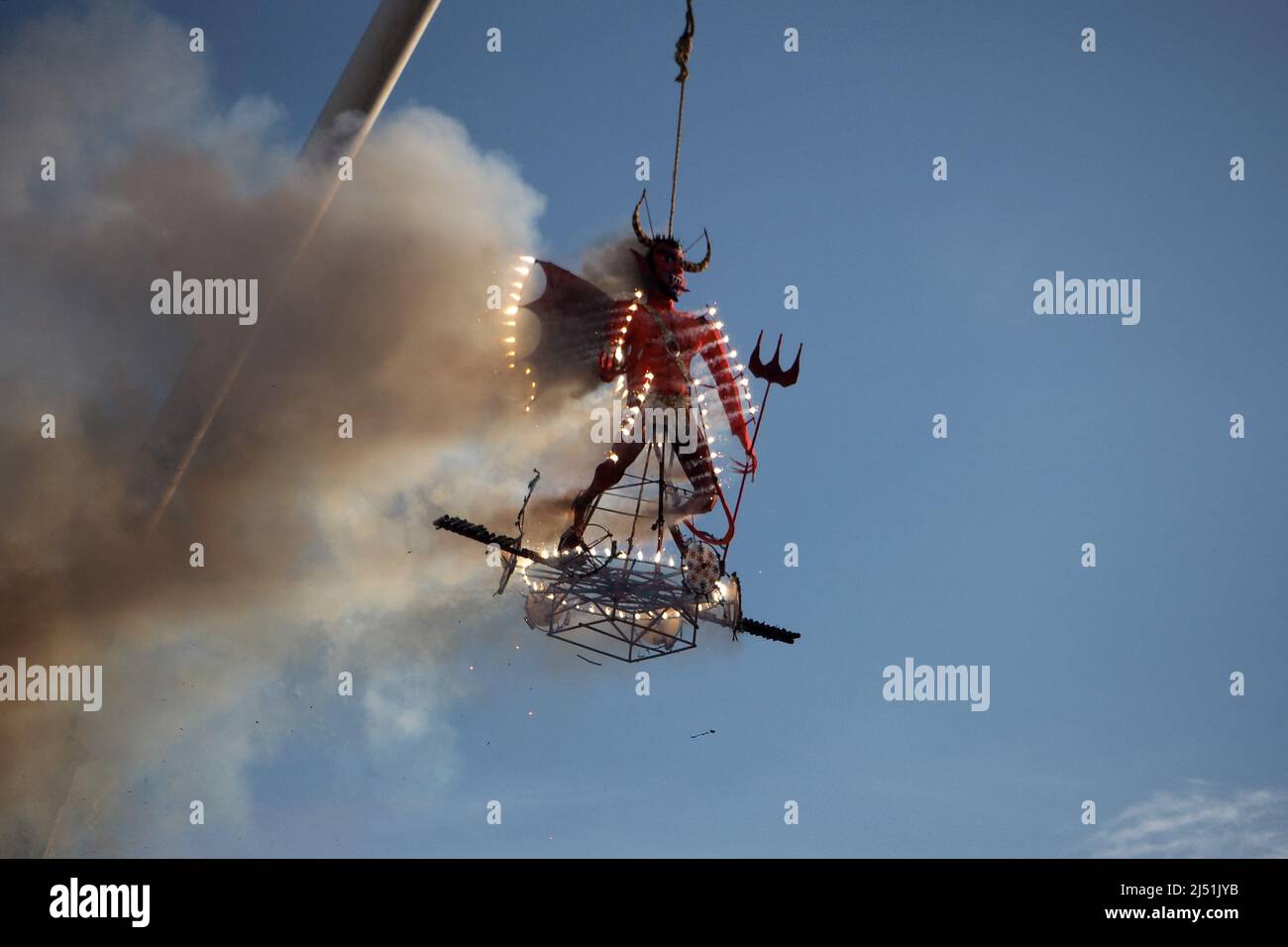 Non Exclusive: TULTEPEC, MEXICO - APR 17, 2022: A devil figure made of ...
