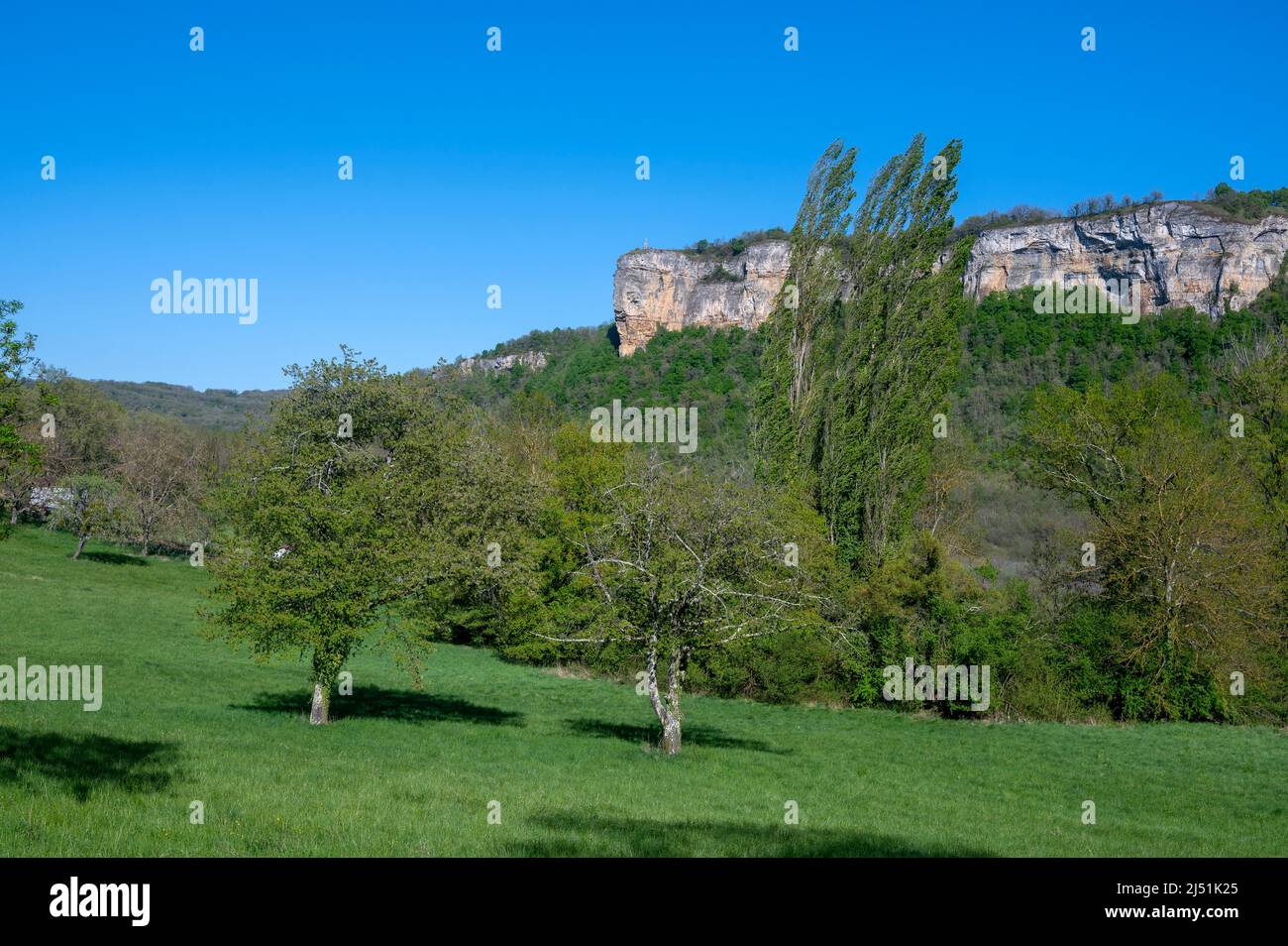 Spring landscape around the village of Hières-sur-Amby in the ...