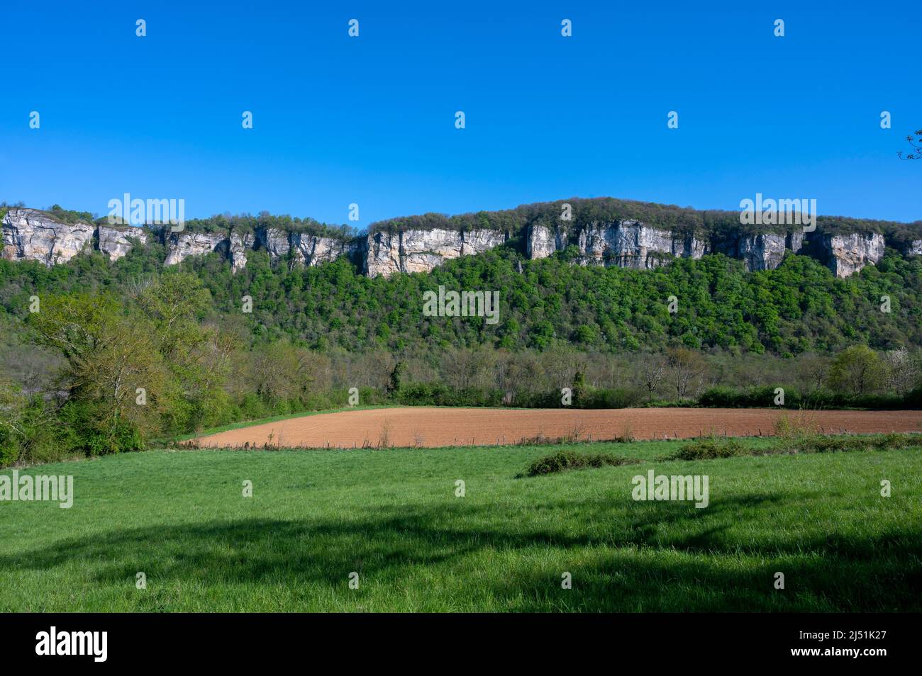 Spring landscape around the village of Hières-sur-Amby in the ...