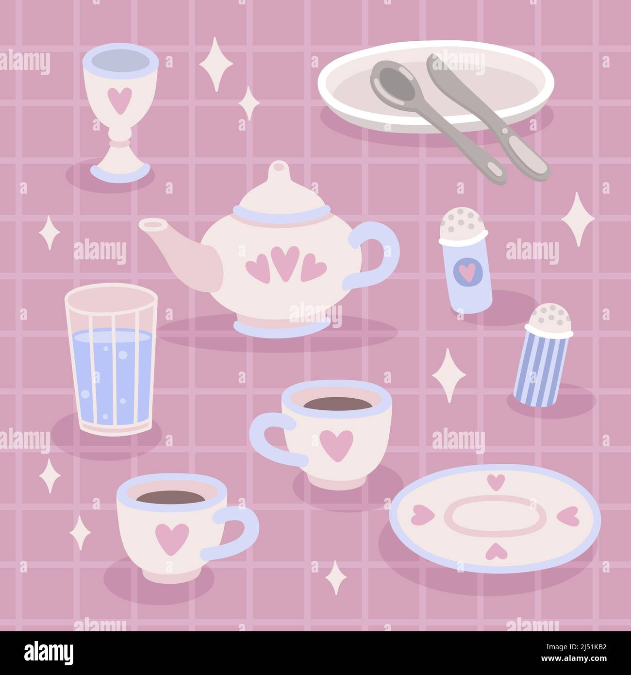 Ceramic cup plate set Stock Vector Images - Alamy
