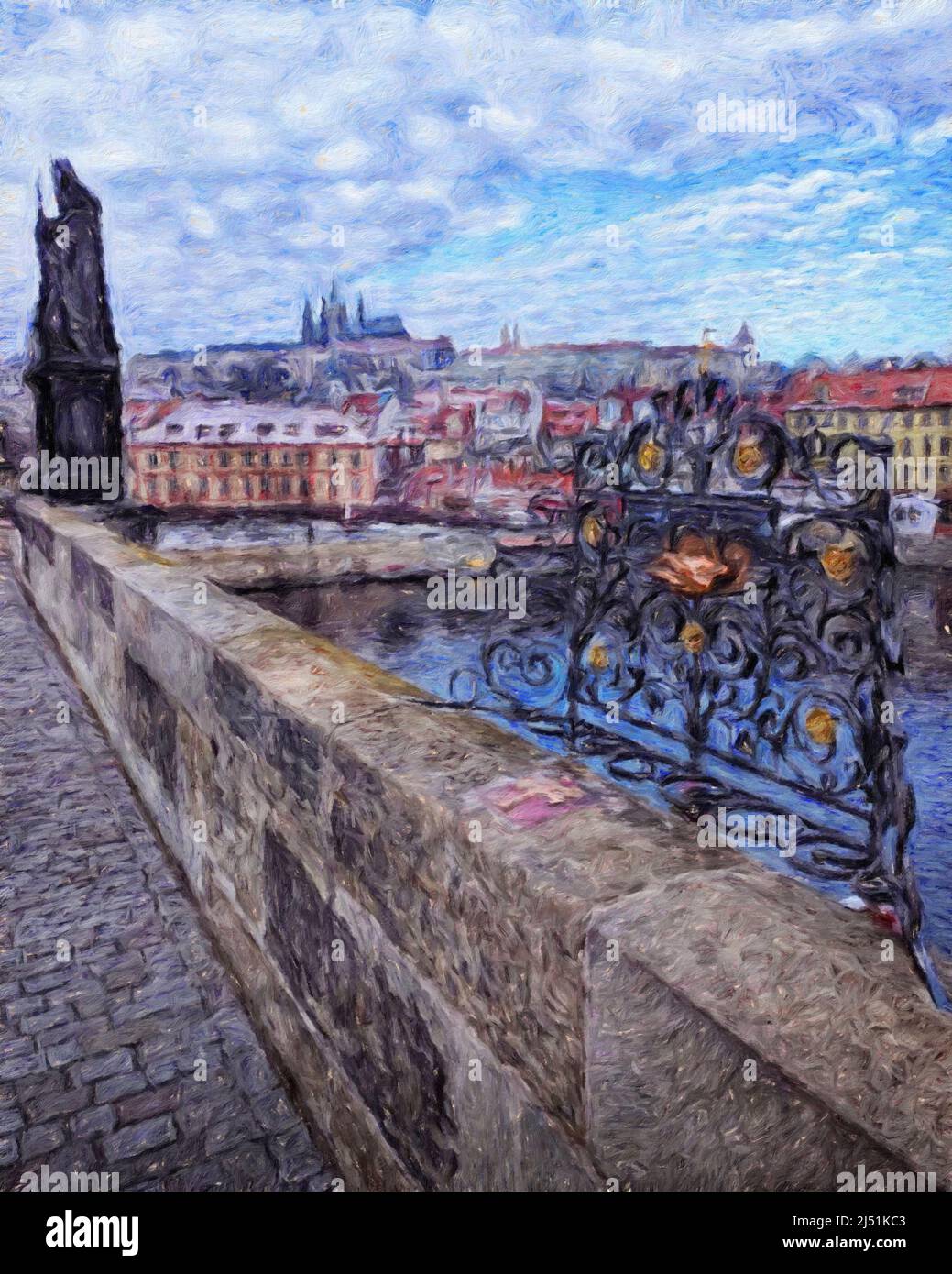 Real painting modern artistic artwork Prague Czechia drawing in oil ...