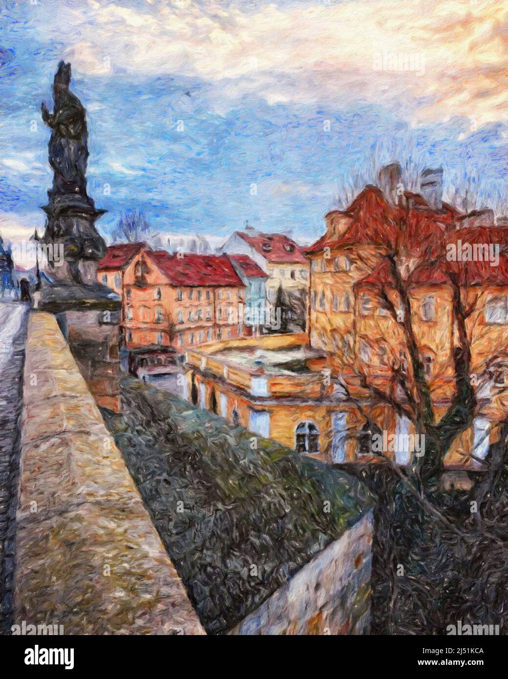 Real painting modern artistic artwork Prague Czechia drawing in oil ...