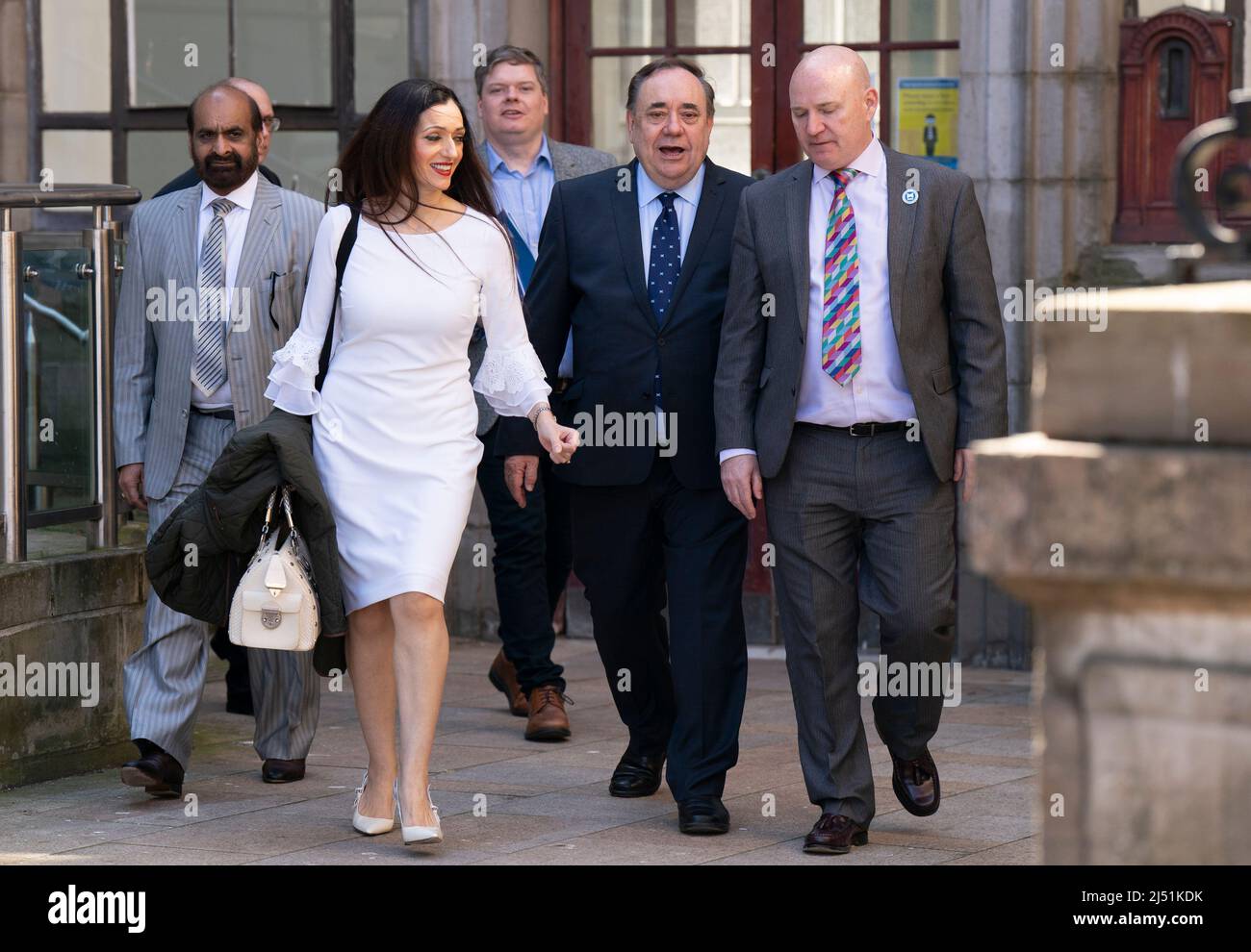 Alba leader Alex Salmond with Tasmina Ahmed-Sheikh (left) at the party ...