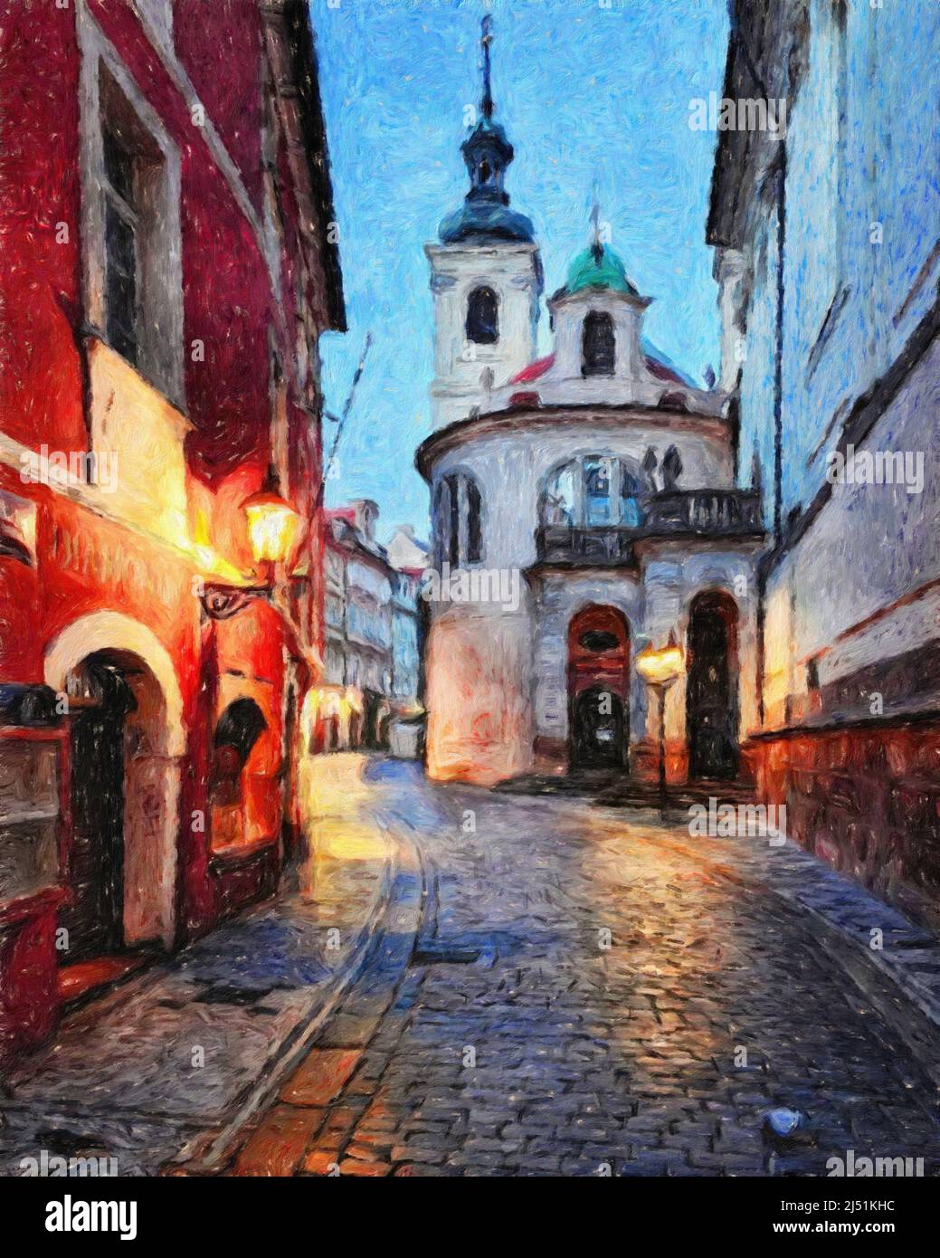 Real painting modern artistic artwork Prague Czechia drawing in oil ...