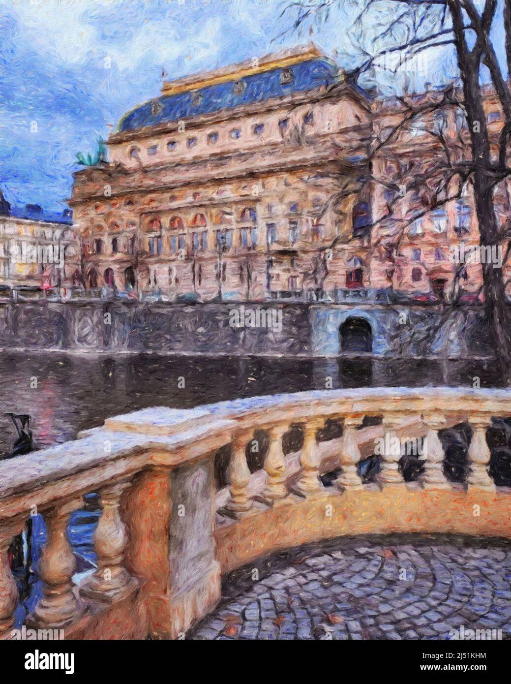 Real painting modern artistic artwork Prague Czechia drawing in oil ...