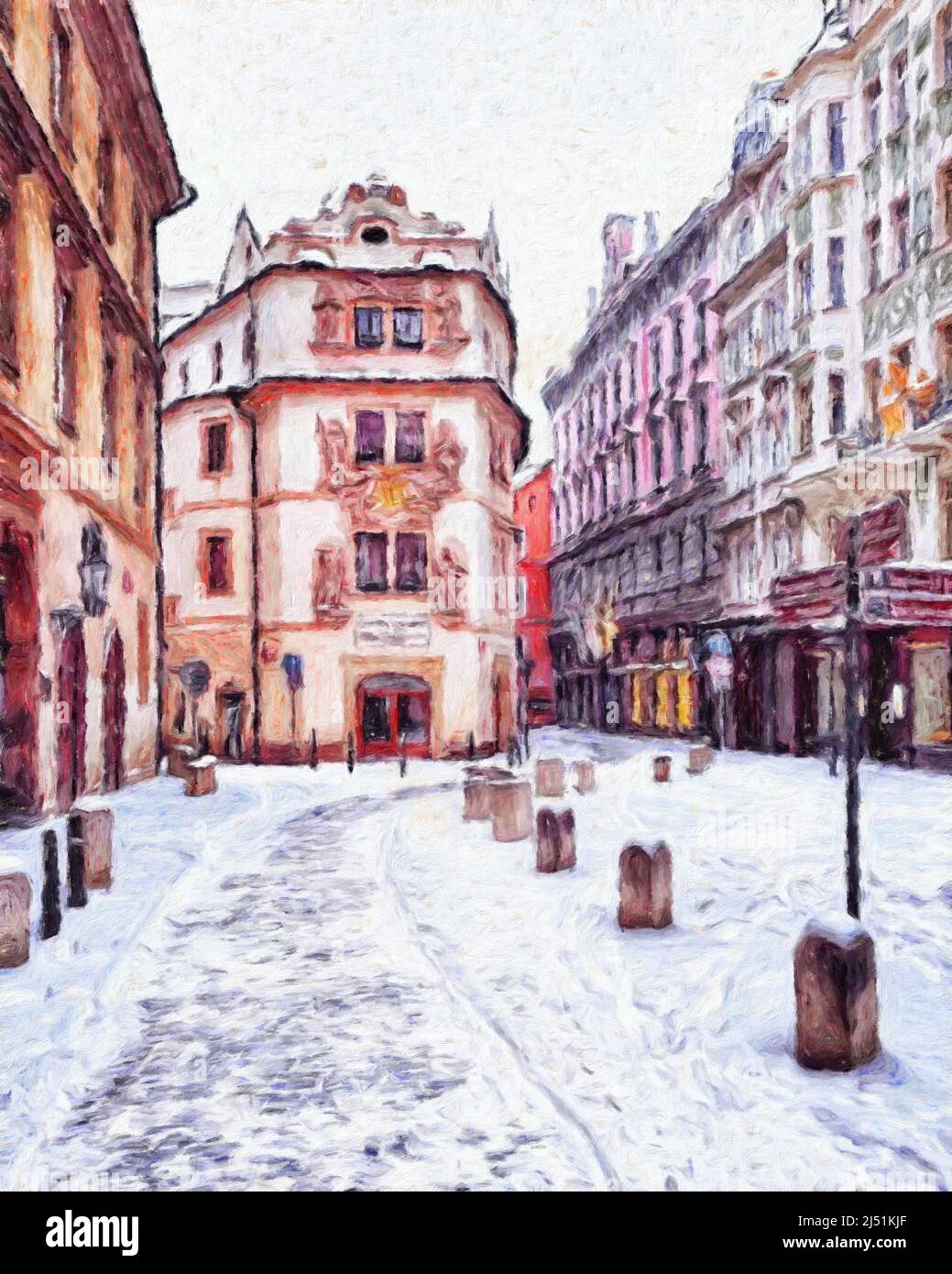 Real painting modern artistic artwork Prague Czechia drawing in oil ...