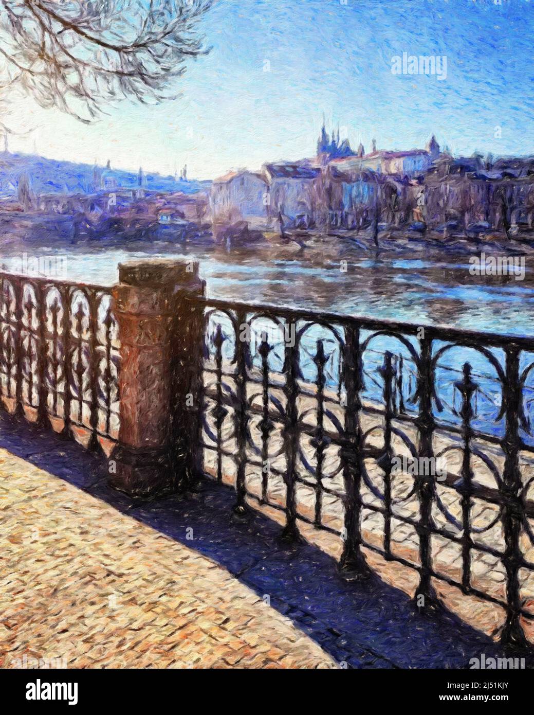 Real painting modern artistic artwork Prague Czechia drawing in oil ...