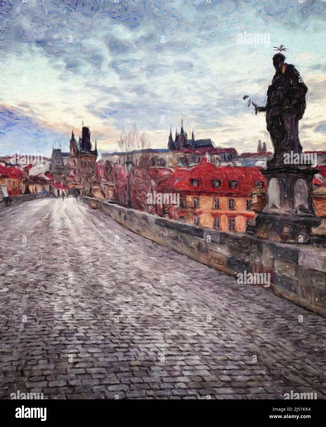 Real painting modern artistic artwork Prague Czechia drawing in oil ...