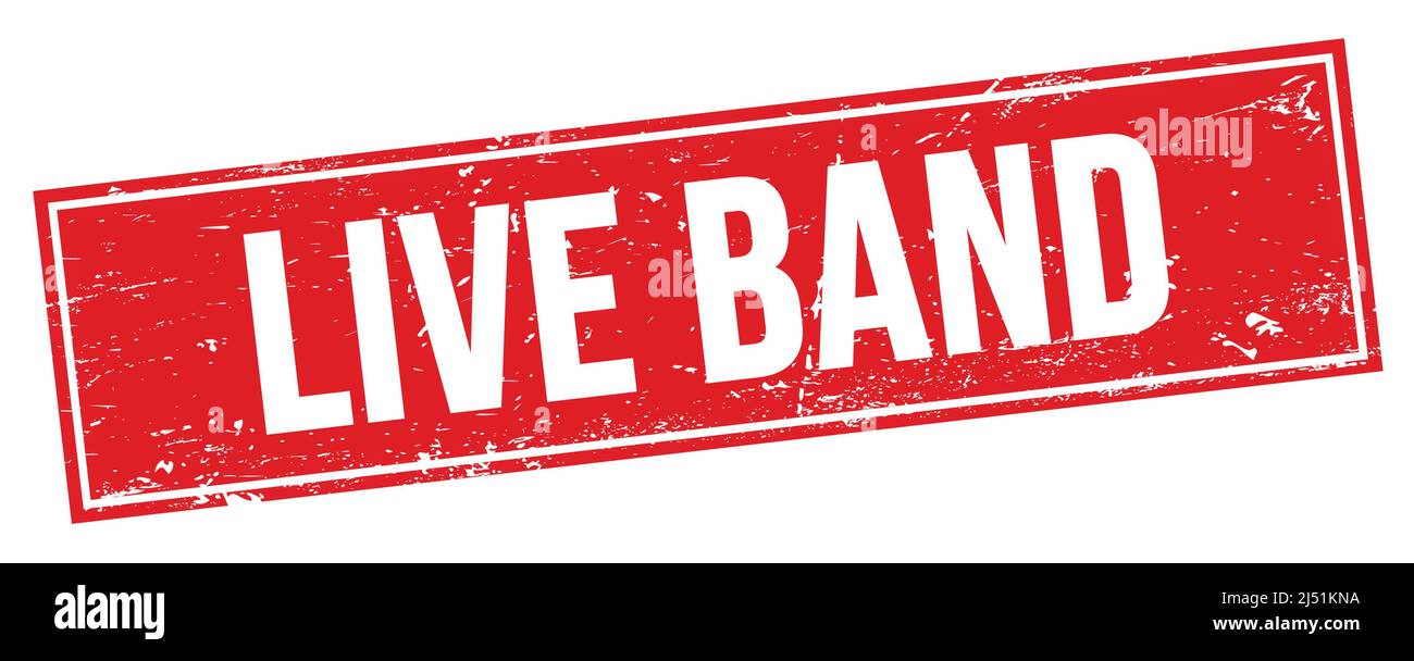 LIVE BAND text on red grungy rectangle stamp sign Stock Photo - Alamy