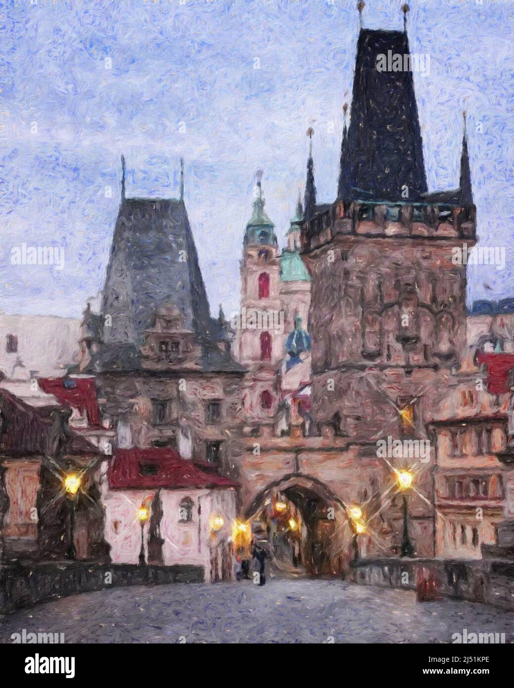 Real painting modern artistic artwork Prague Czechia drawing in oil ...