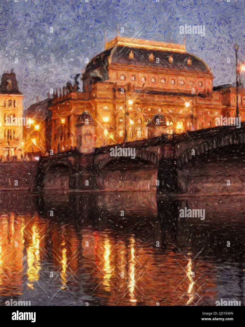 Real painting modern artistic artwork Prague Czechia drawing in oil ...