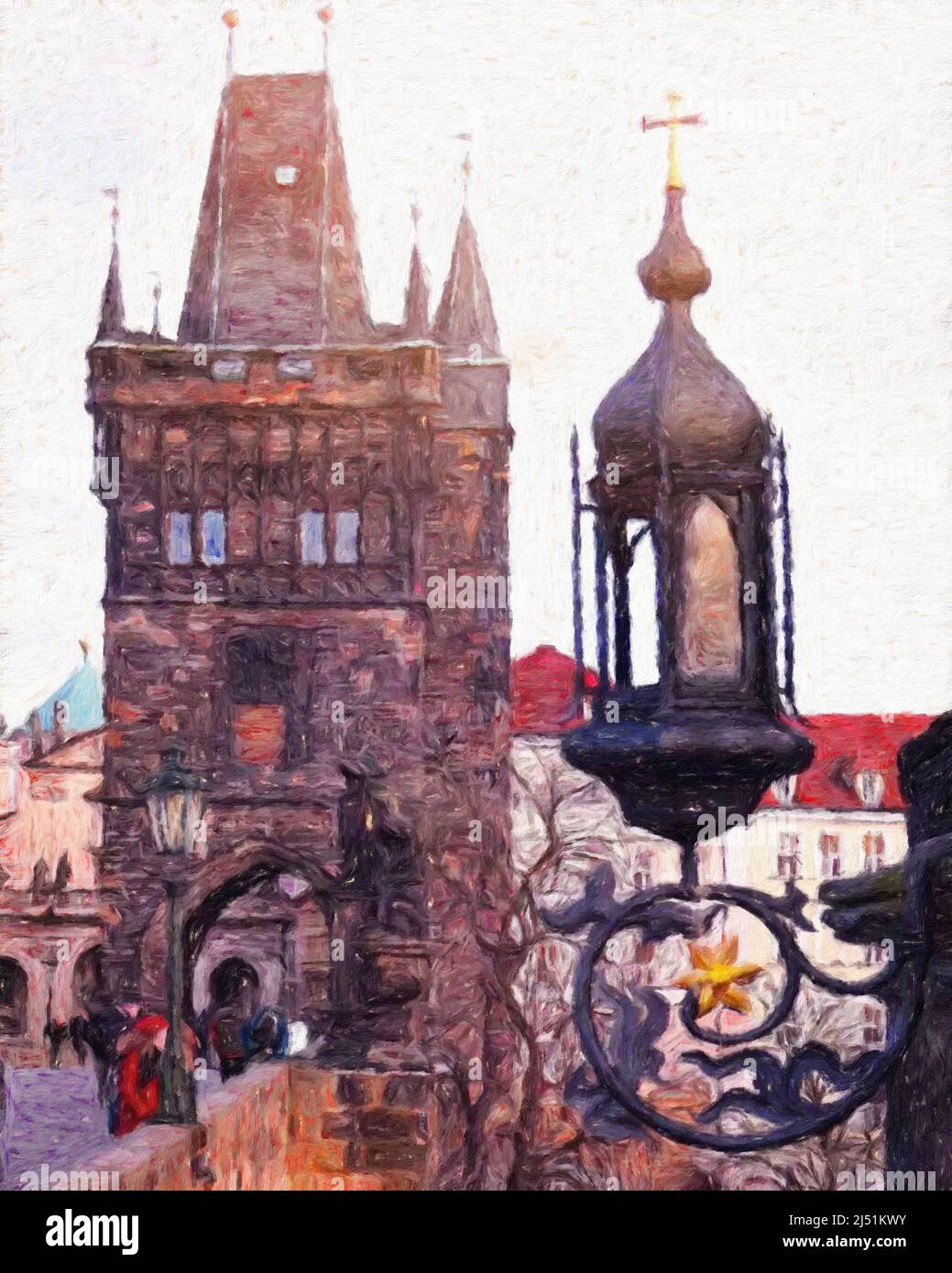 Real painting modern artistic artwork Prague Czechia drawing in oil ...