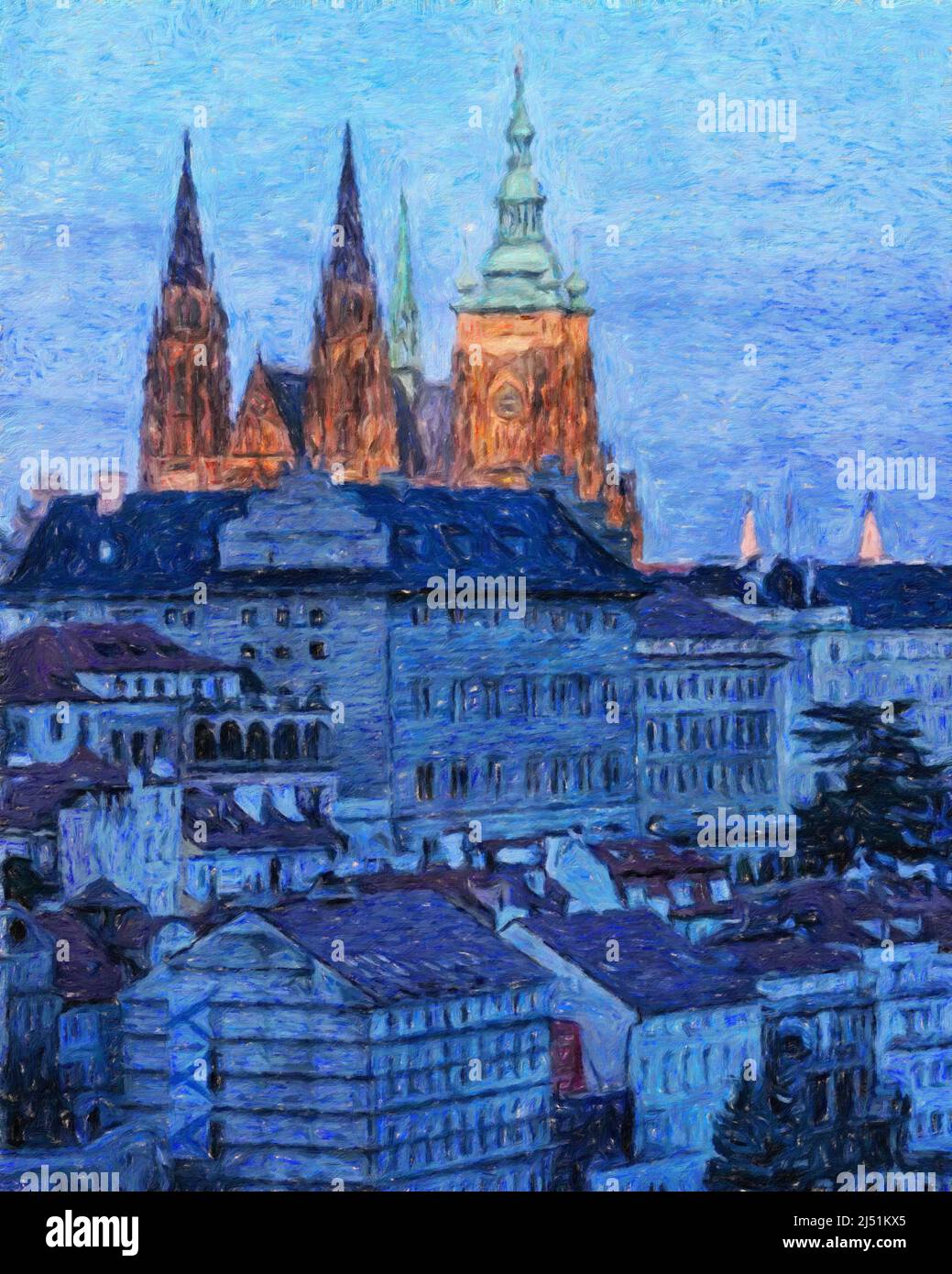 Real painting modern artistic artwork Prague Czechia drawing in oil ...