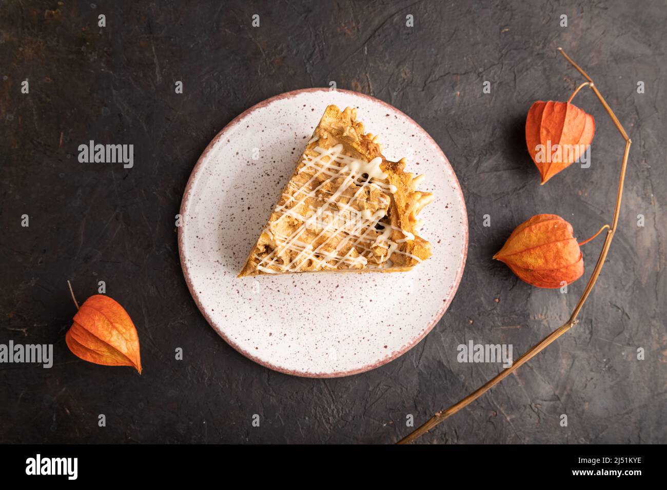 Traditional lithuanian cake shakotis on black concrete background. top ...
