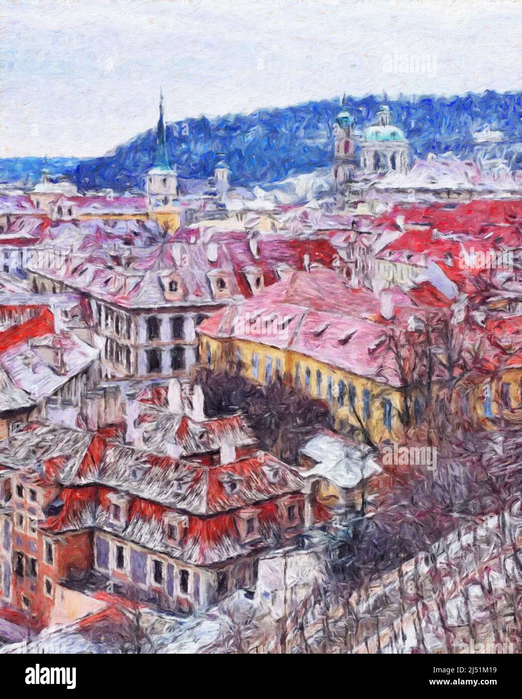 Real painting modern artistic artwork Prague Czechia drawing in oil ...