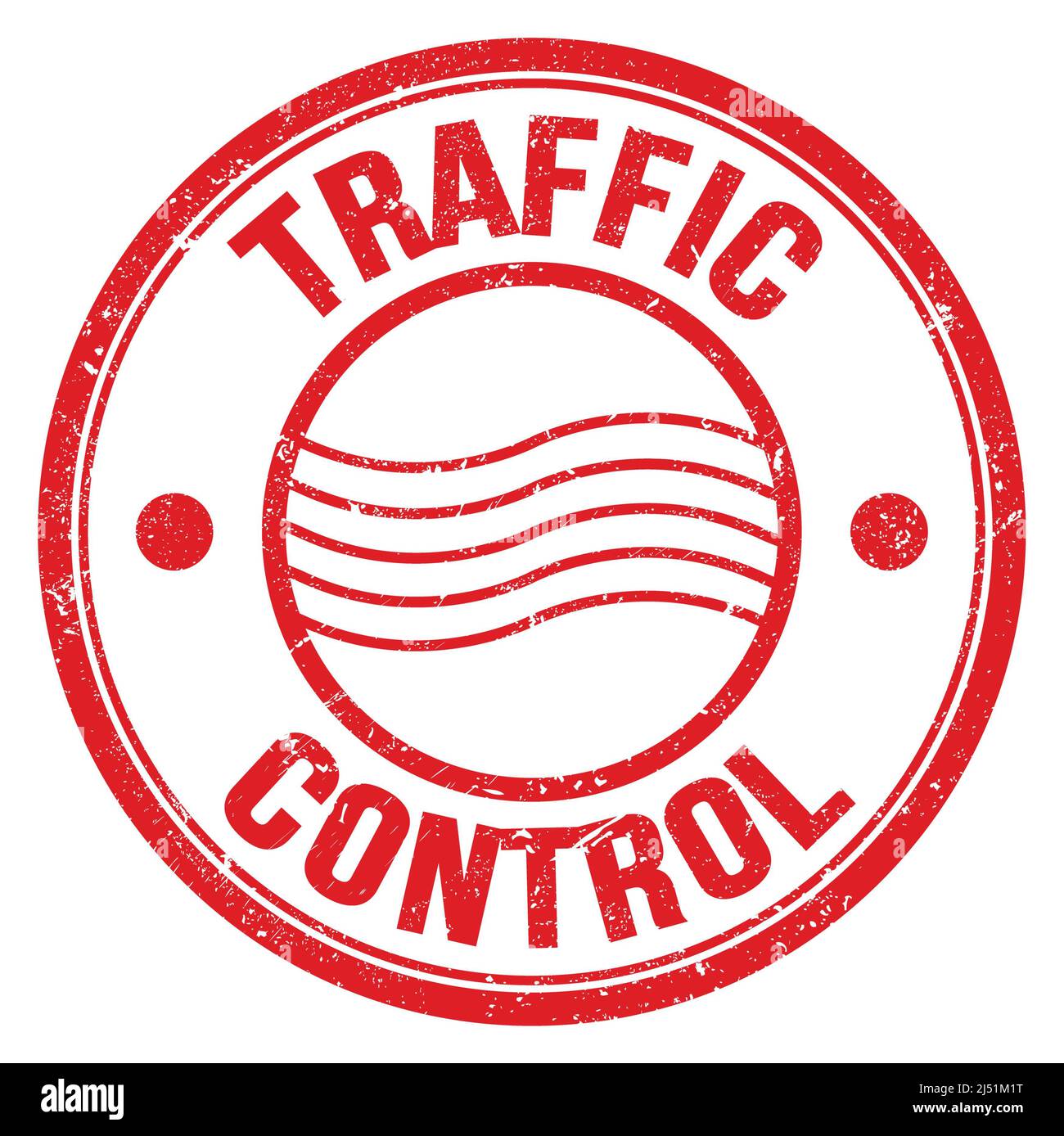 TRAFFIC CONTROL text written on red round postal stamp sign Stock Photo ...