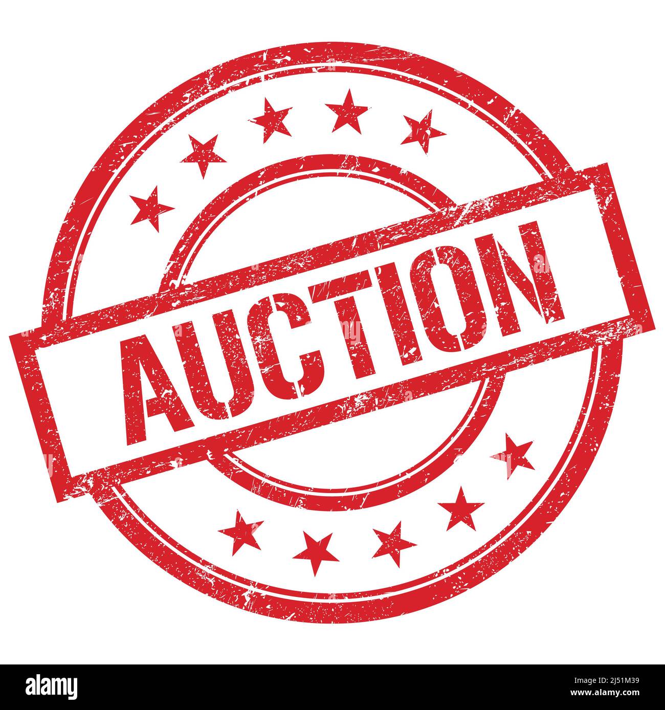 AUCTION text written on red round vintage rubber stamp Stock Photo - Alamy