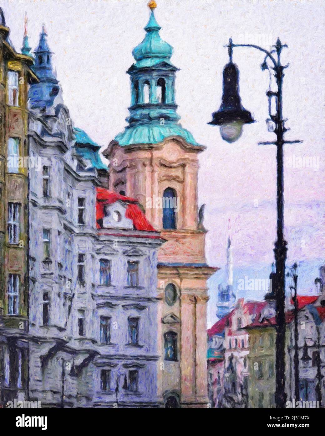 Real painting modern artistic artwork Prague Czechia drawing in oil ...