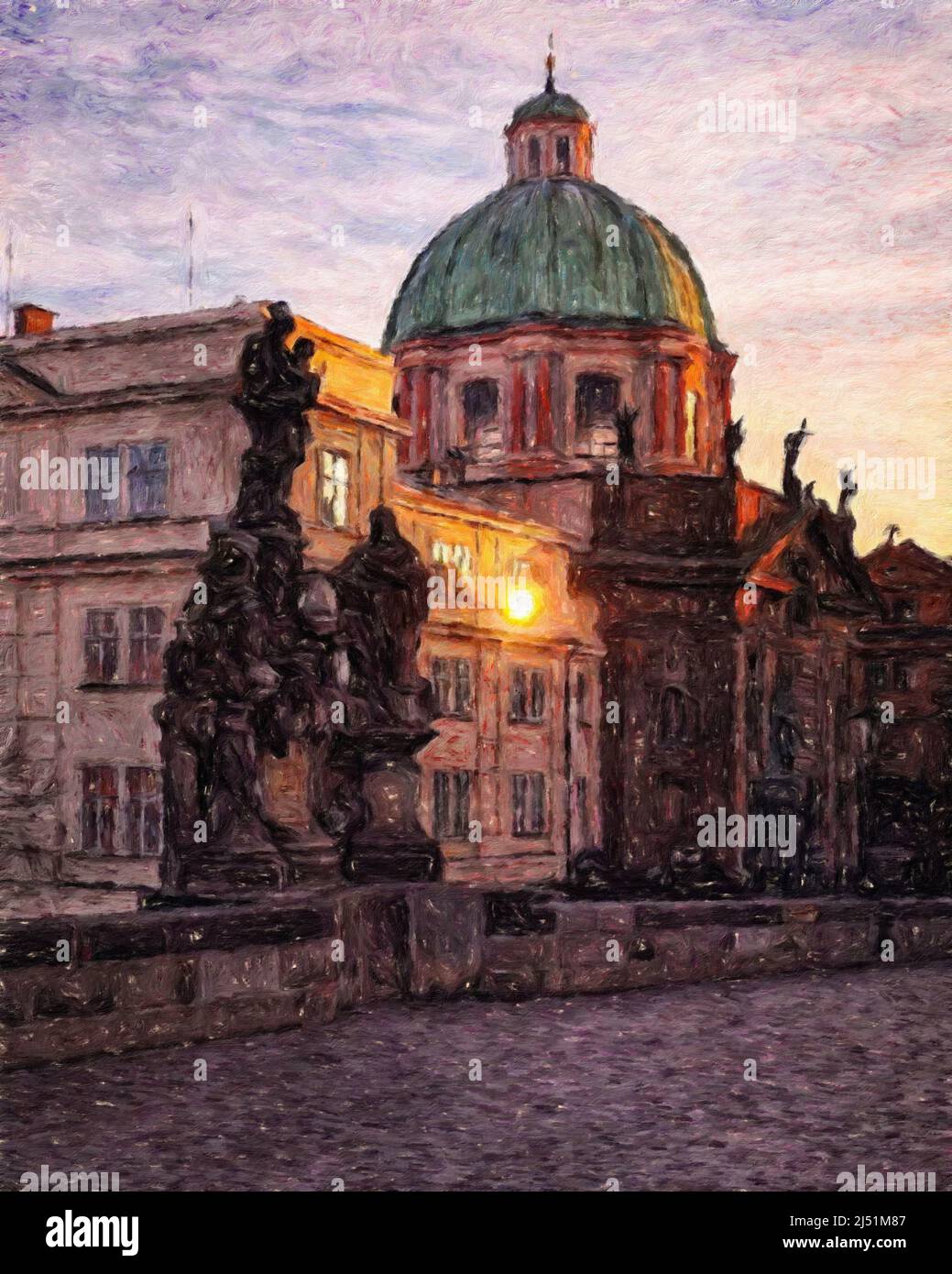 Real painting modern artistic artwork Prague Czechia drawing in oil ...