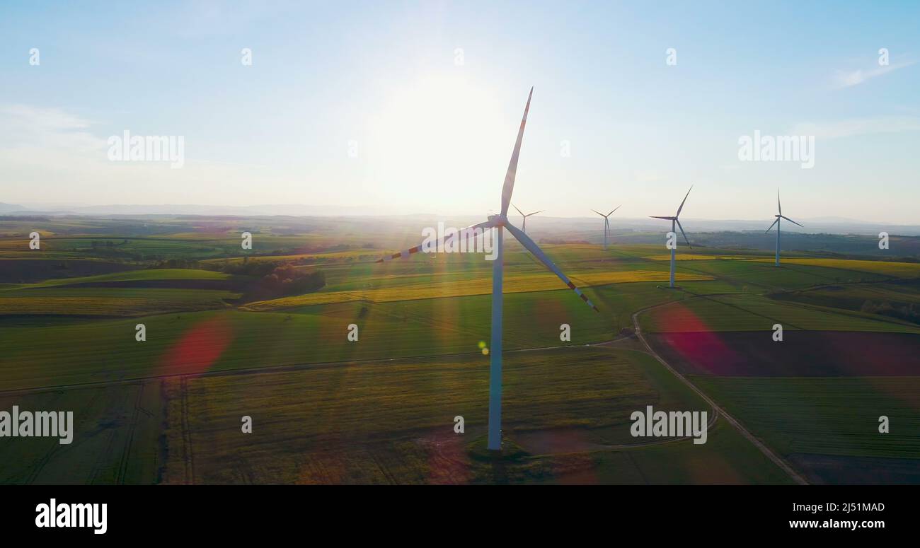 Countryside with wind turbines Stock Photo - Alamy