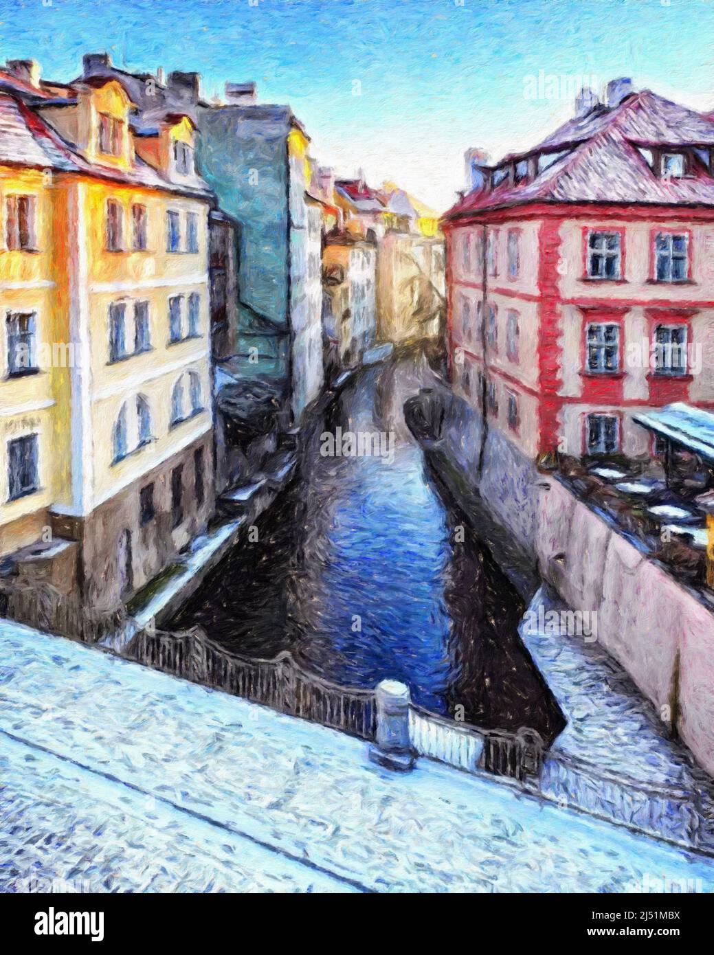Real painting modern artistic artwork Prague Czechia drawing in oil ...
