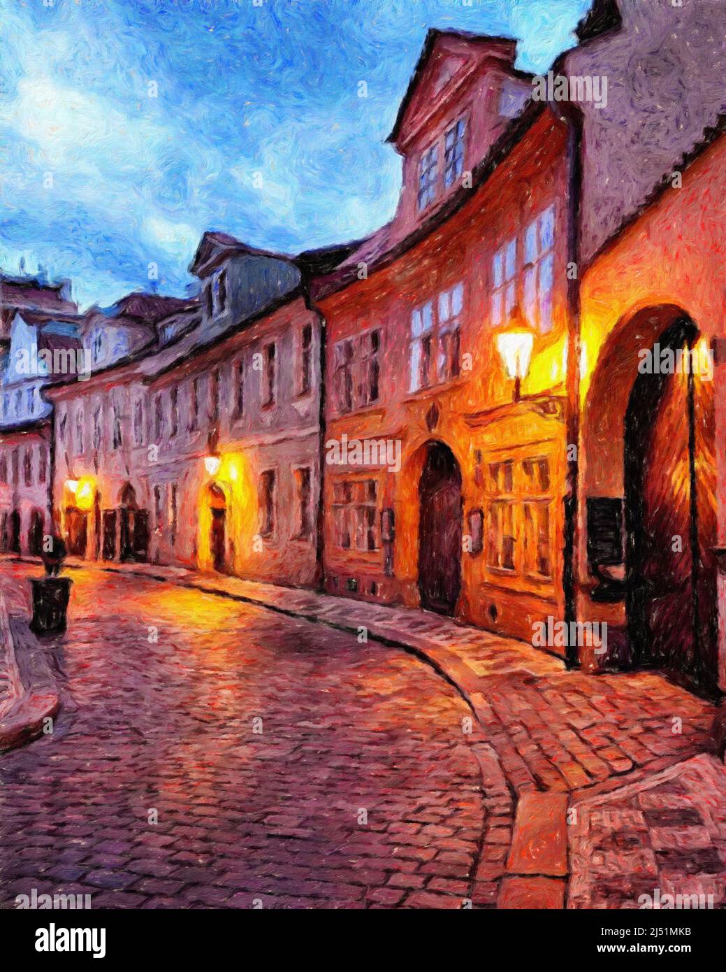 Real painting modern artistic artwork Prague Czechia drawing in oil ...