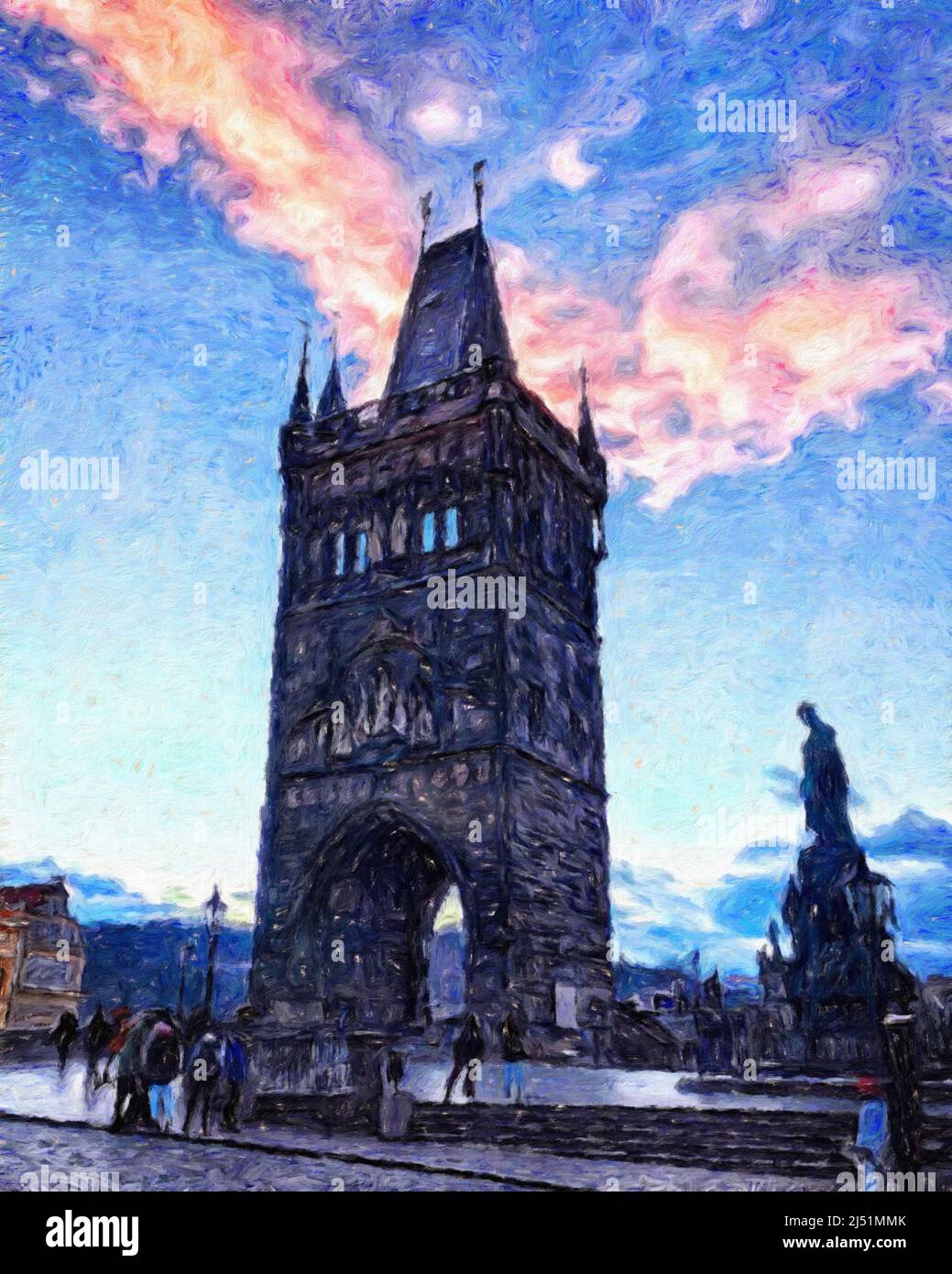 Real painting modern artistic artwork Prague Czechia drawing in oil ...