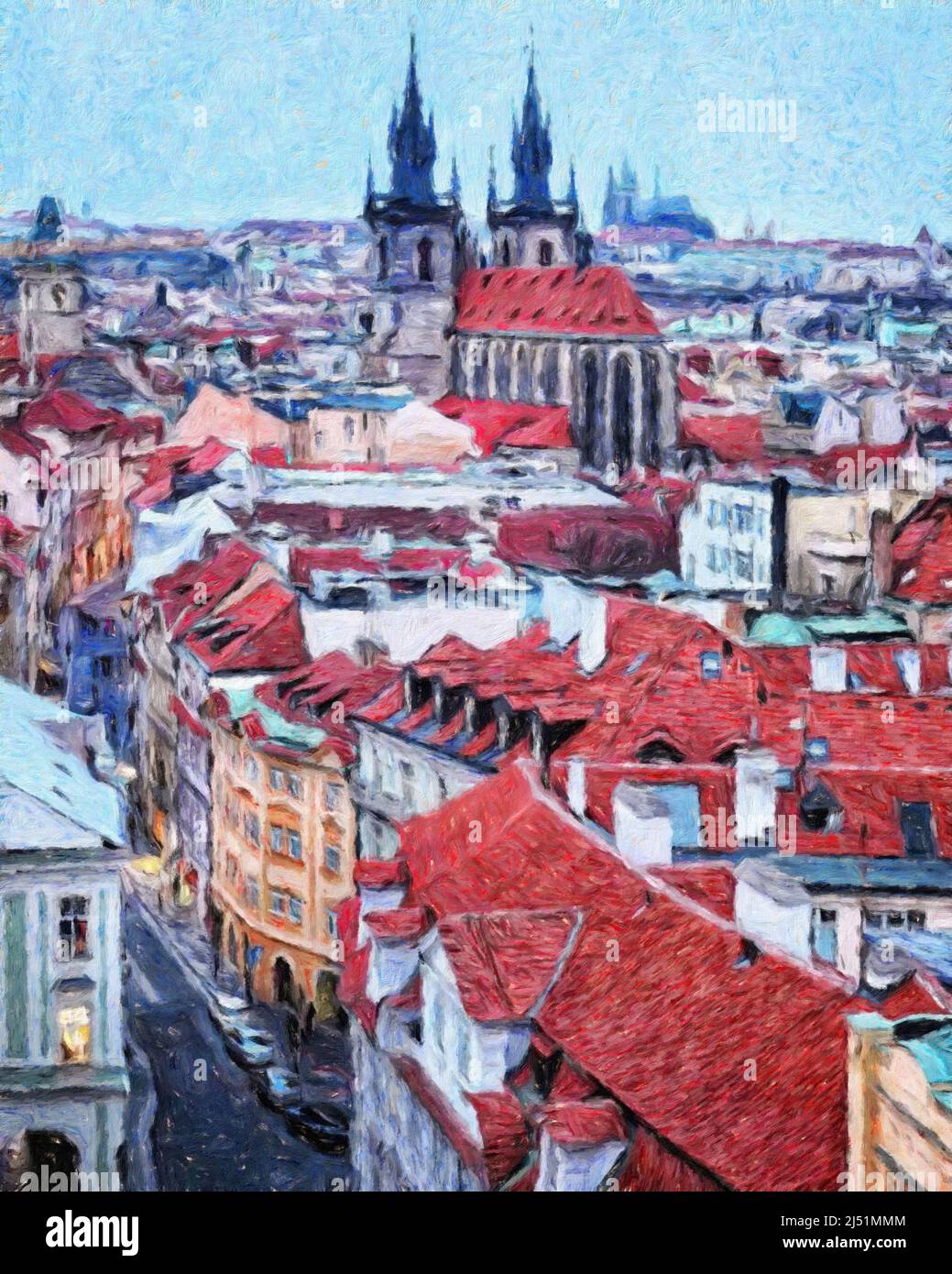 Real painting modern artistic artwork Prague Czechia drawing in oil ...
