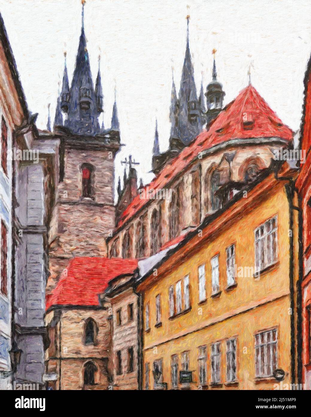 Real painting modern artistic artwork Prague Czechia drawing in oil ...