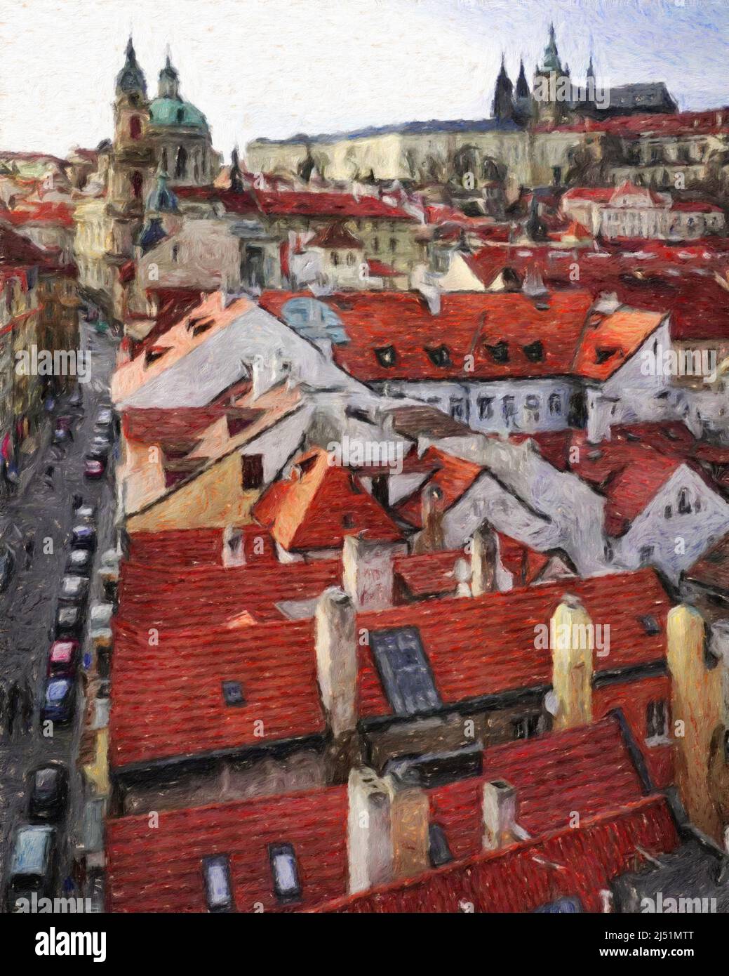 Real painting modern artistic artwork Prague Czechia drawing in oil ...