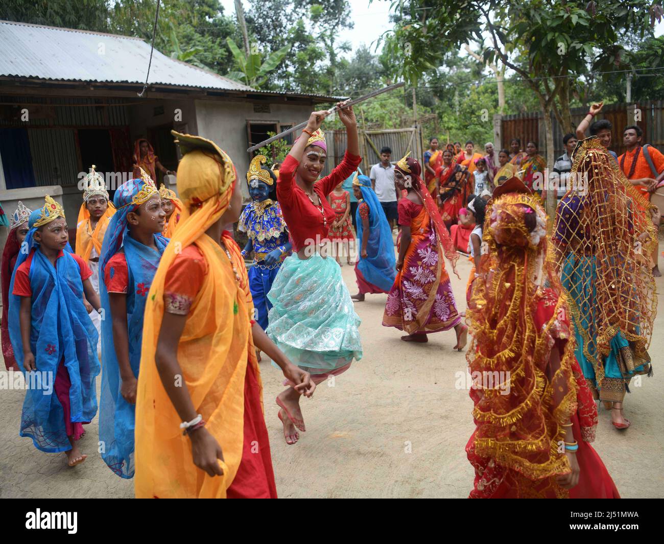 Folk artists performing at the rituals of Shiver Gajan, a traditional ...