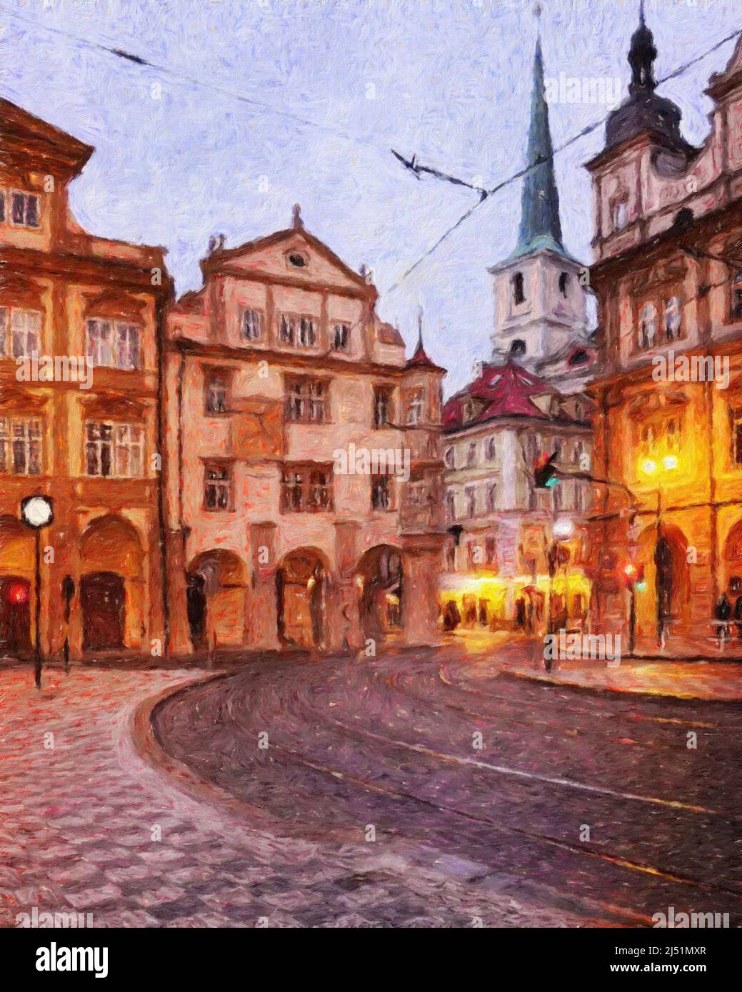 Real painting modern artistic artwork Prague Czechia drawing in oil ...