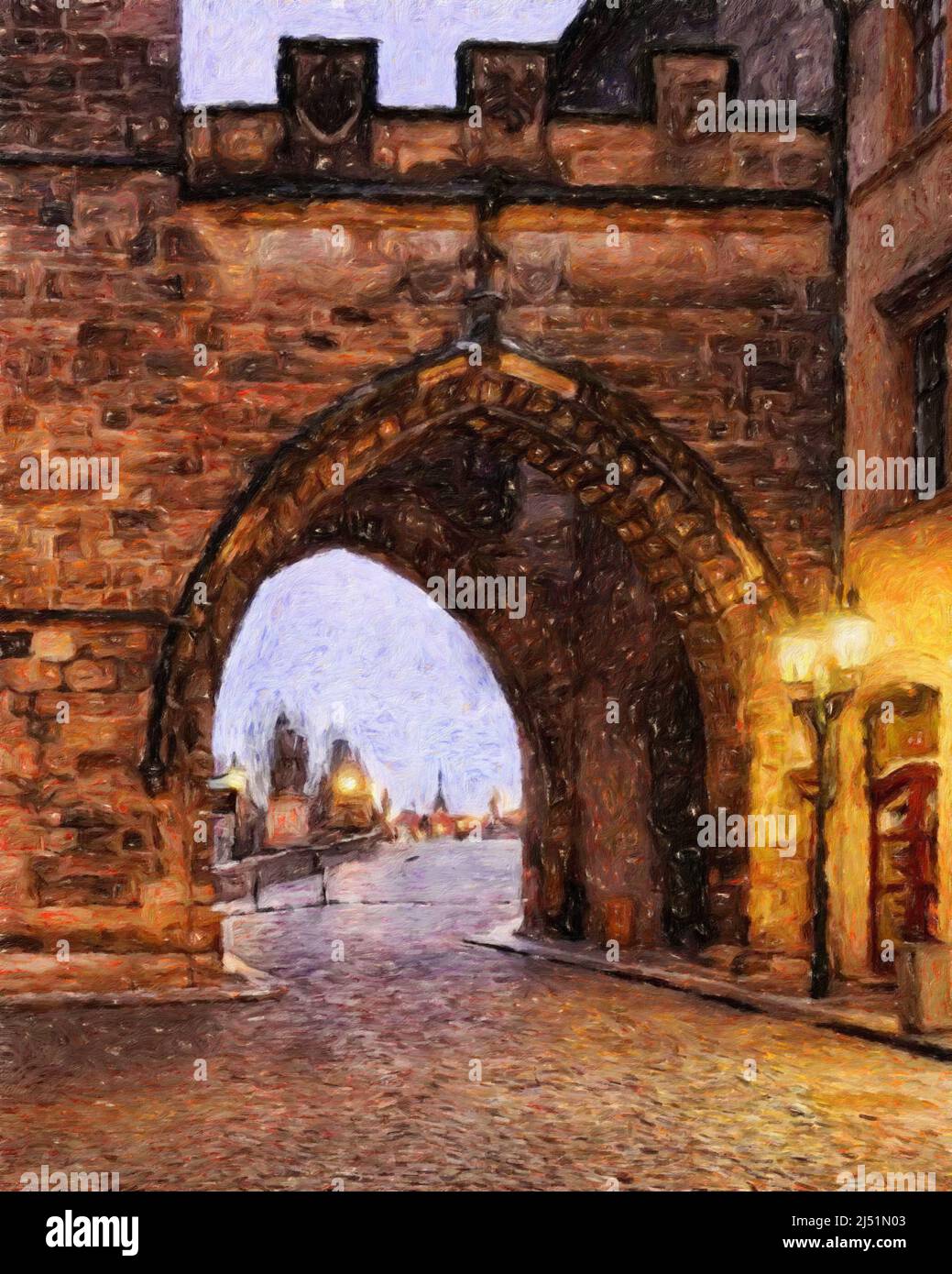 Real painting modern artistic artwork Prague Czechia drawing in oil ...