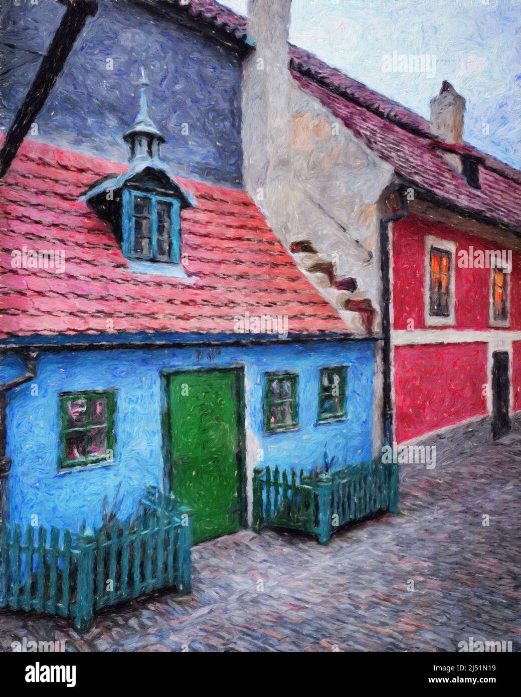 Real painting modern artistic artwork Prague Czechia drawing in oil ...