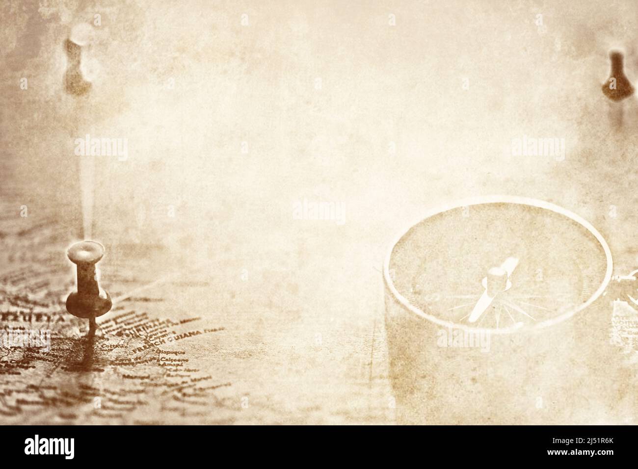 Travel concept. Map and needle with a marked place. Compass point on ...