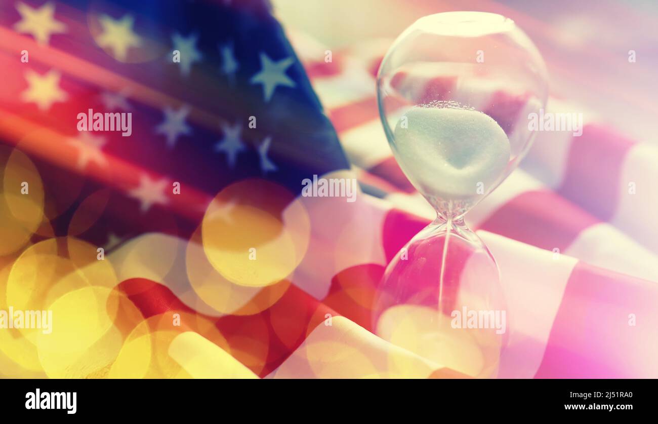 Symbol on American flag. Mortgage credit lending. Housing safety Stock ...