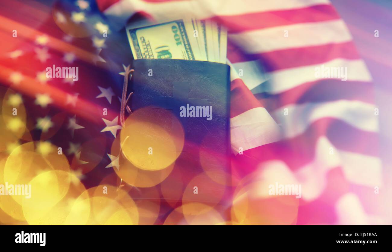 Symbol on American flag. Mortgage credit lending. Housing safety Stock ...