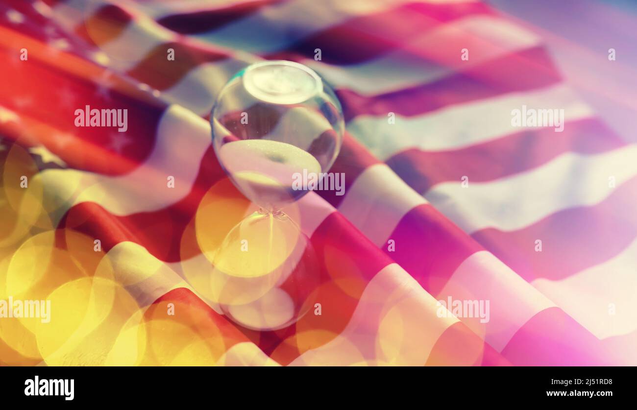 Symbol on American flag. Mortgage credit lending. Housing safety Stock ...