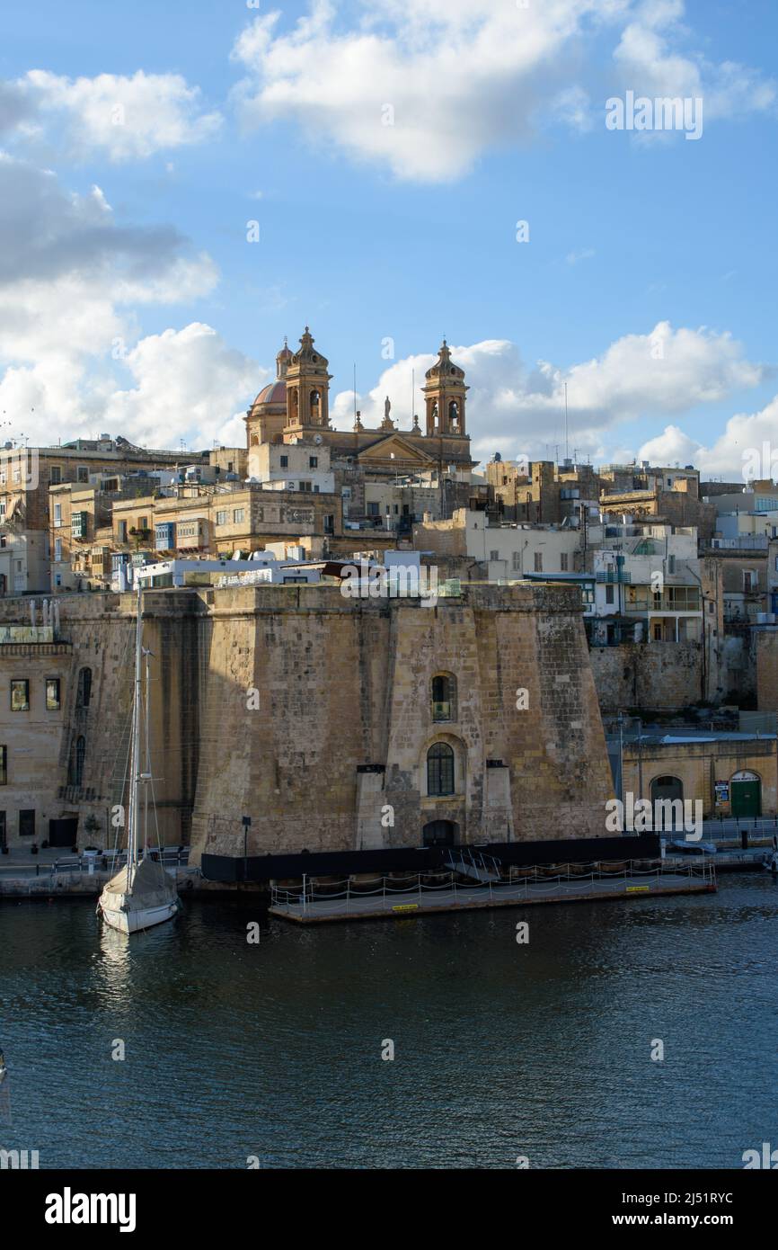 Senglea, Malta - January 17th 2022: The Sheer Bastion overlooking ...