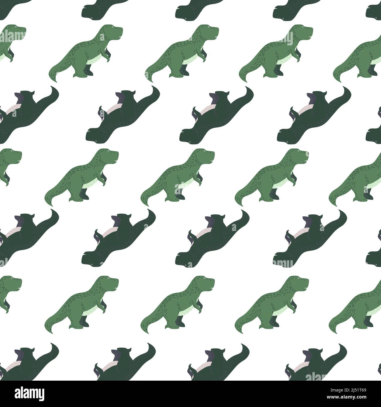 Seamless pattern cute T-Rex dino. Background of funny dinosaurs in ...
