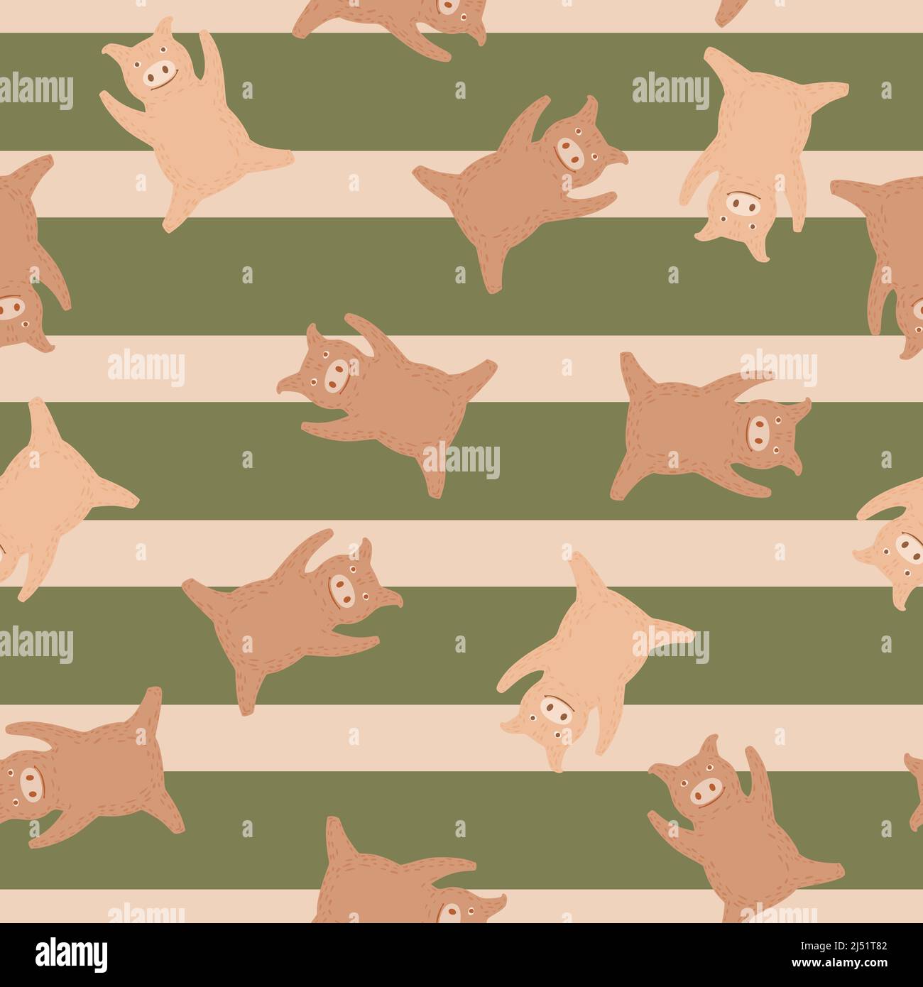 Seamless pattern cute pigs. Background of chubby piggy in doodle style ...