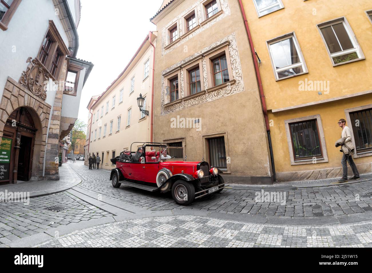 Prague, Czech Republic - May 21, 2017: Historic car tour through the ...