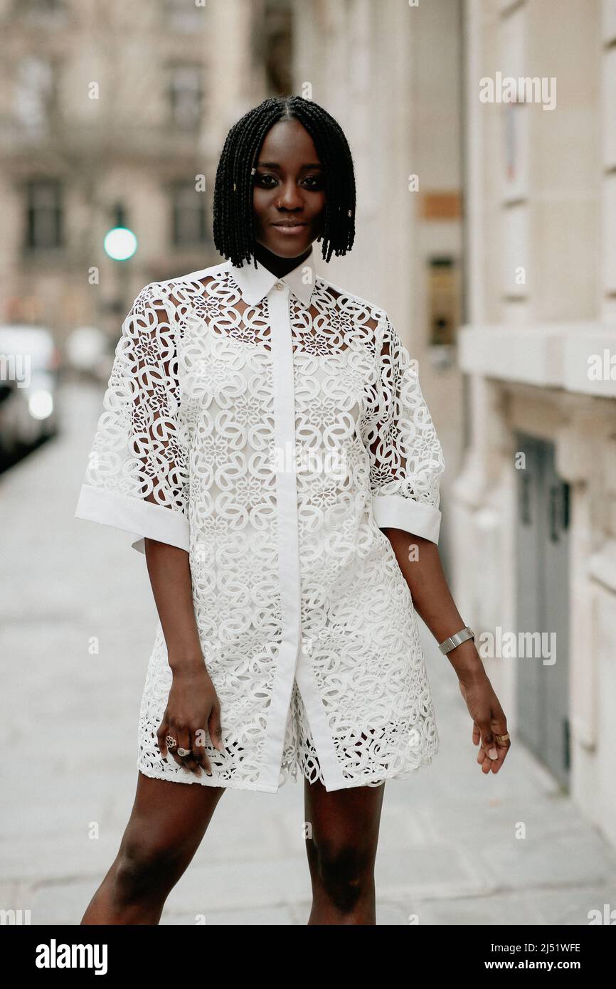 Street style, Assa Sylla arriving at Roger Vivier Fall-Winter 2022-2023 ...