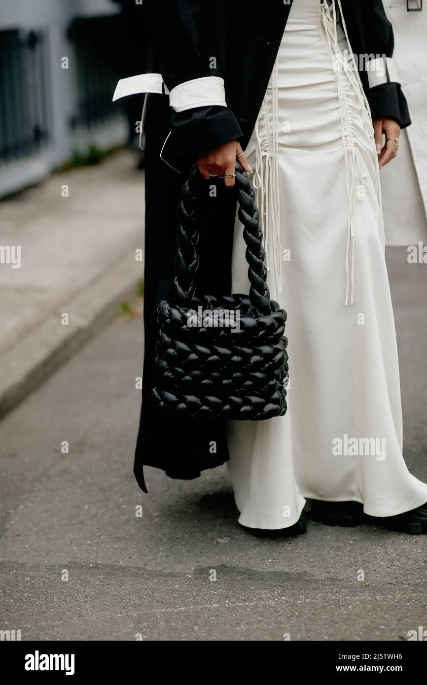 Street style, close up at Coperni Fall-Winter 2022-2023 show, held at ...