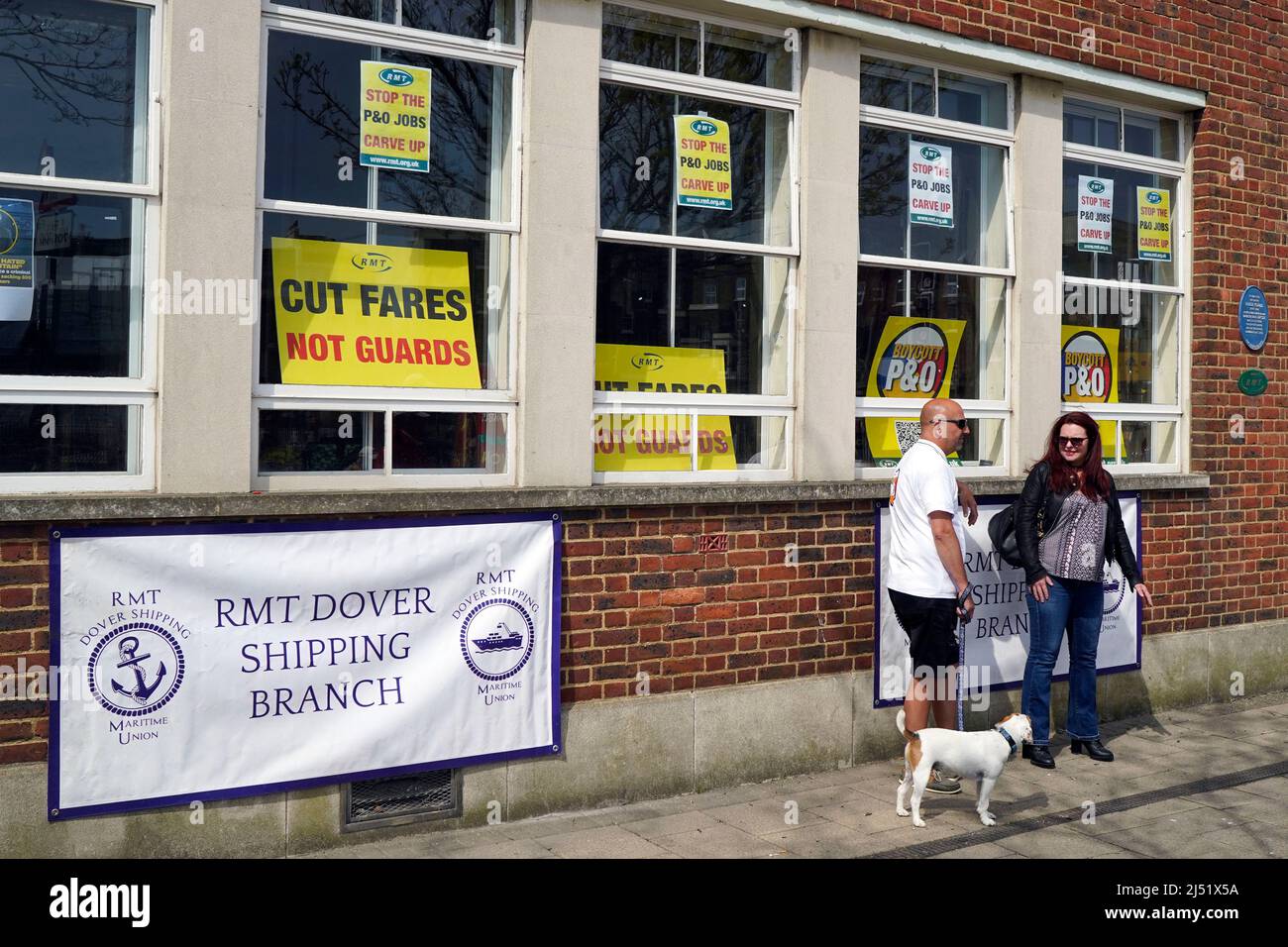 People protest outside Maritime House, Dover, after P&O Ferries sacked ...