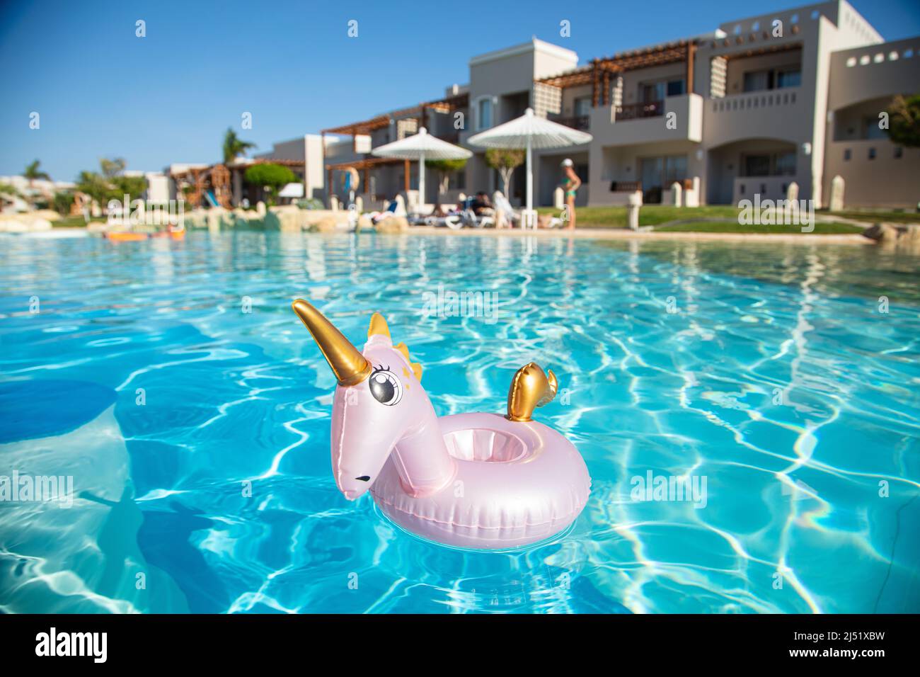 Unicorn inflatable drink holder with cocktail for design purpose Stock ...