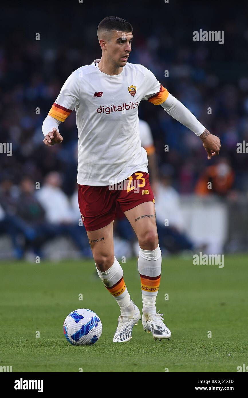 Gianluca Mancini of AS Roma during the Serie A match between SSC Napoli ...